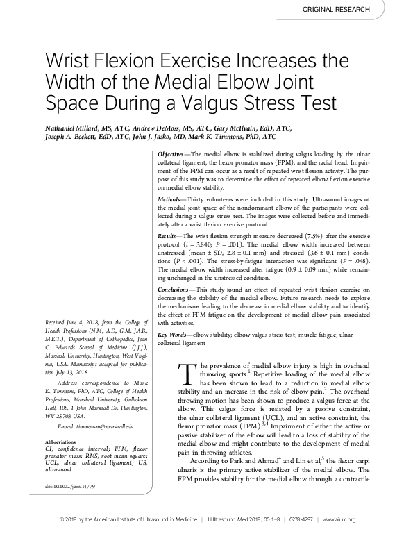 (PDF) Wrist Flexion Exercise Increases the Width of the Medial Elbow ...