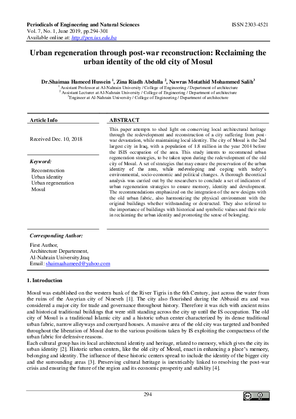 (PDF) Urban regeneration through post-war reconstruction: Reclaiming ...