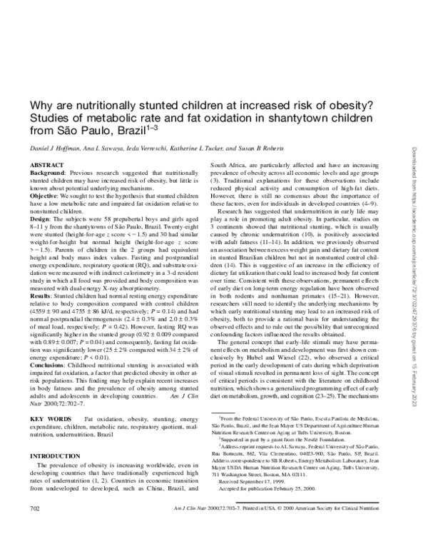 (PDF) Why are nutritionally stunted children at increased risk of ...