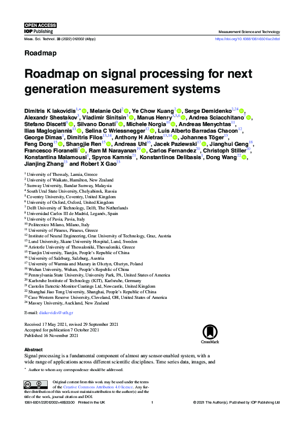 (PDF) Roadmap on signal processing for next generation measurement systems