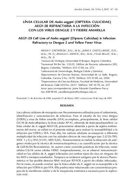 (PDF) LÍNEA CELULAR DE Aedes aegypti (DIPTERA: CULICIDAE) AEGY-28 ...