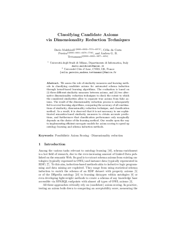 (PDF) Classifying Candidate Axioms via Dimensionality Reduction Techniques