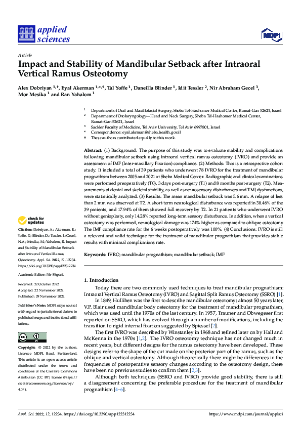 (PDF) Impact and Stability of Mandibular Setback after Intraoral ...