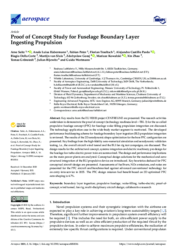(PDF) Proof of Concept Study for Fuselage Boundary Layer Ingesting Propulsion
