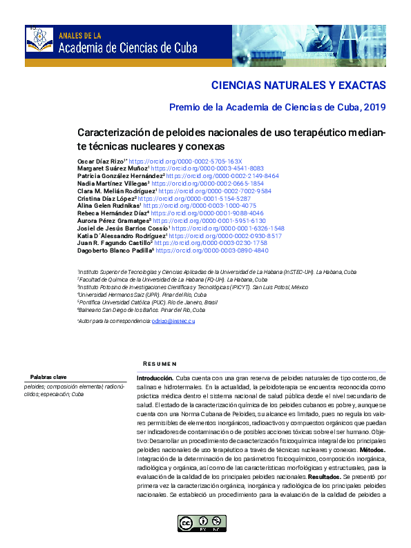 (PDF) Caracterización de peloides nacionales de uso terapéutico ...