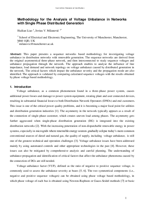 (PDF) Methodology for the analysis of voltage unbalance in networks with single-phase ...