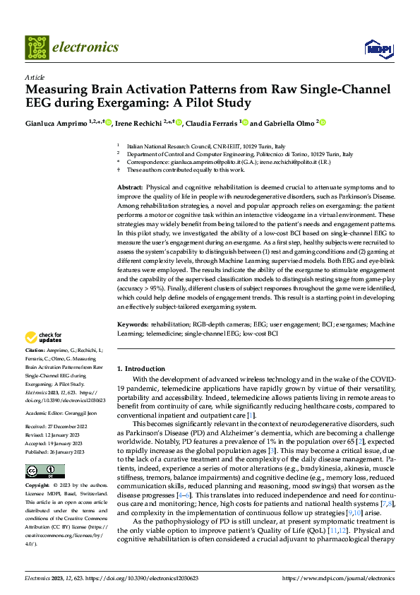 (PDF) Measuring Brain Activation Patterns from Raw Single-Channel EEG during Exergaming: A Pilot ...
