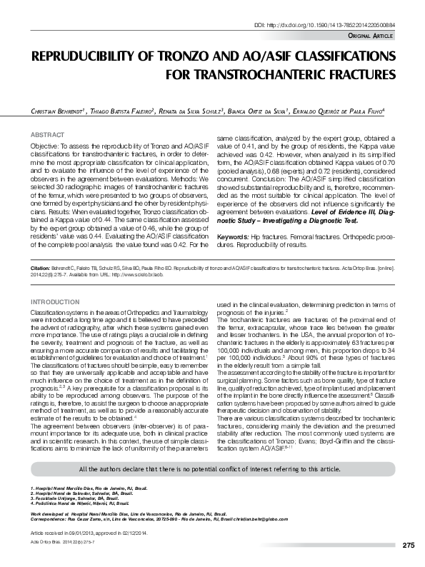 (PDF) Repruducibility of tronzo and ao/asif classifications for ...