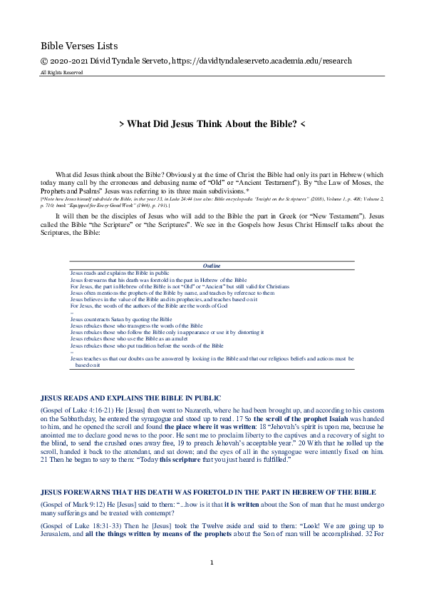 (PDF) What Did Jesus Think About the Bible?