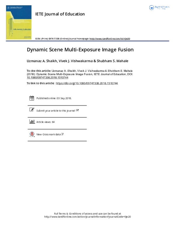 (PDF) Dynamic Scene Multi-Exposure Image Fusion