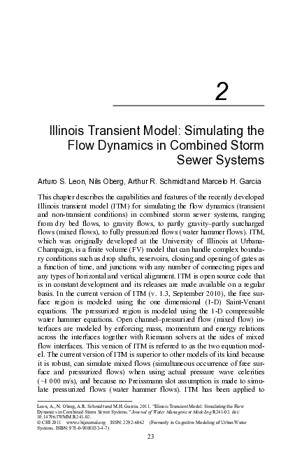 (PDF) Illinois Transient Model: Simulating the Flow Dynamics in Combined Storm Sewer Systems