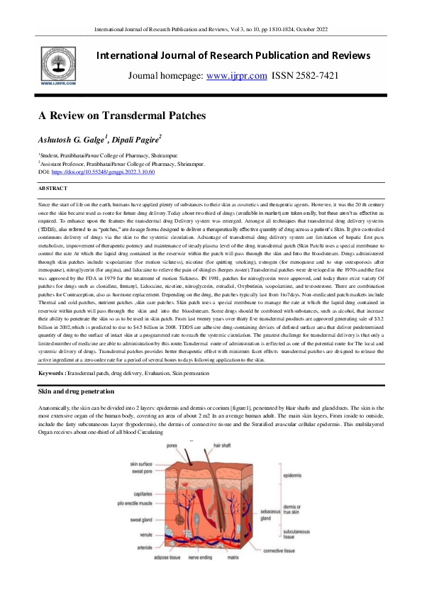 (PDF) A Review on Transdermal Patches