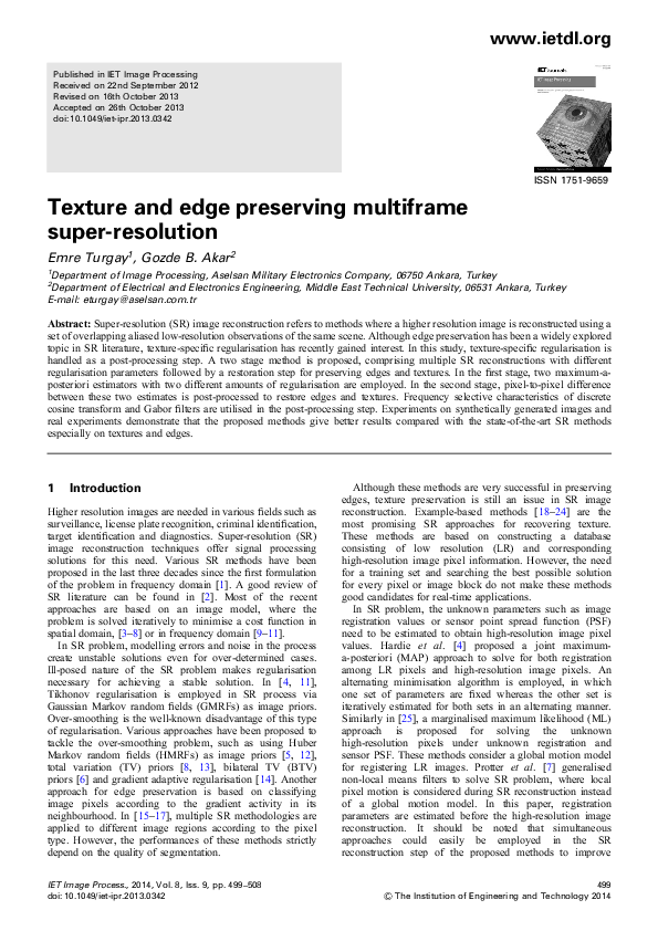 (PDF) Texture and edge preserving multiframe super-resolution
