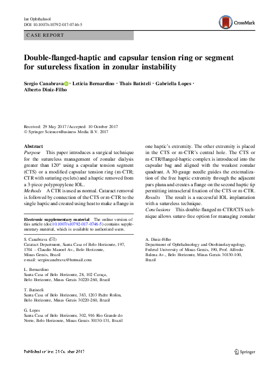 (PDF) Double-flanged-haptic and capsular tension ring or segment for ...