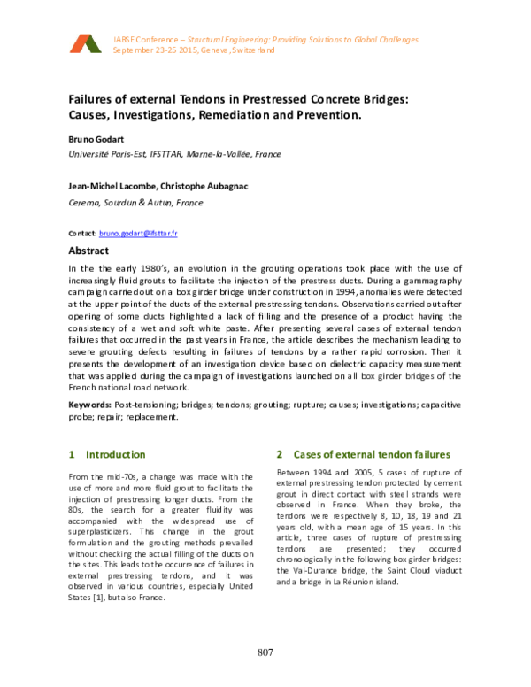 (PDF) Failures of external tendons in prestressed concrete bridges ...