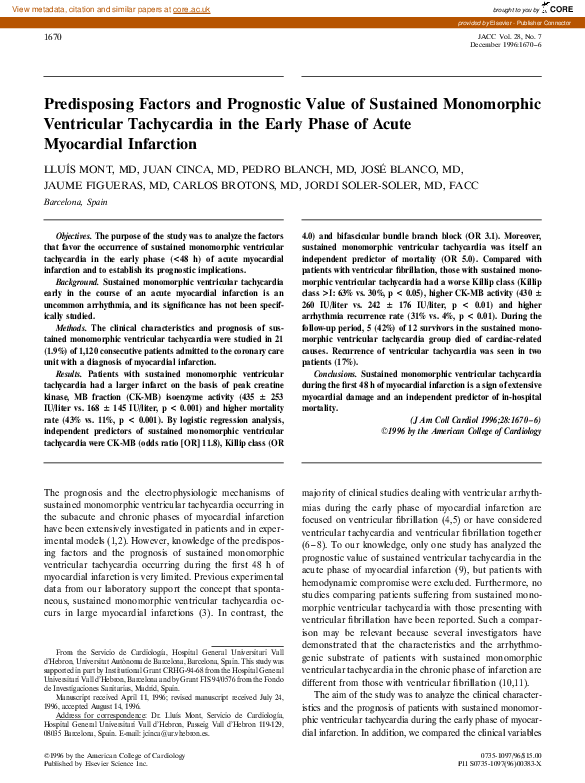 (PDF) Predisposing Factors and Prognostic Value of Sustained ...