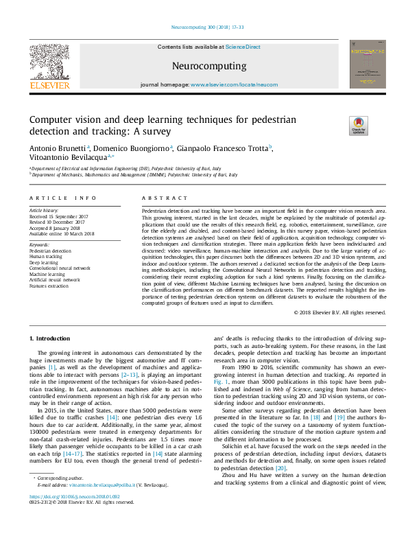 (PDF) Computer vision and deep learning techniques for pedestrian ...