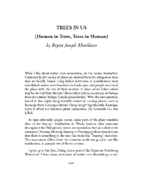 (DOC) Human in Trees, Trees in Humans | Bryan Joseph Matillano ...