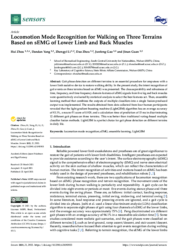 (PDF) Locomotion Mode Recognition for Walking on Three Terrains Based on sEMG of Lower Limb and ...