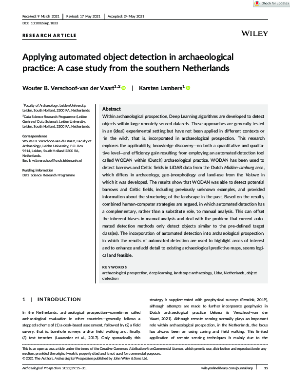 (PDF) Applying automated object detection in archaeological practice: A case study from the ...