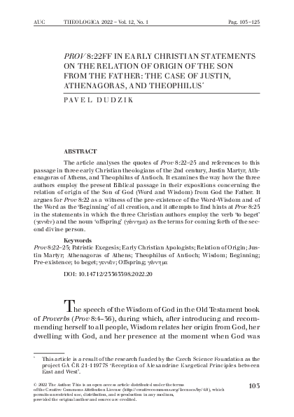 (PDF) Prov 8:22ff in Early Christian Statements on the Relation of ...
