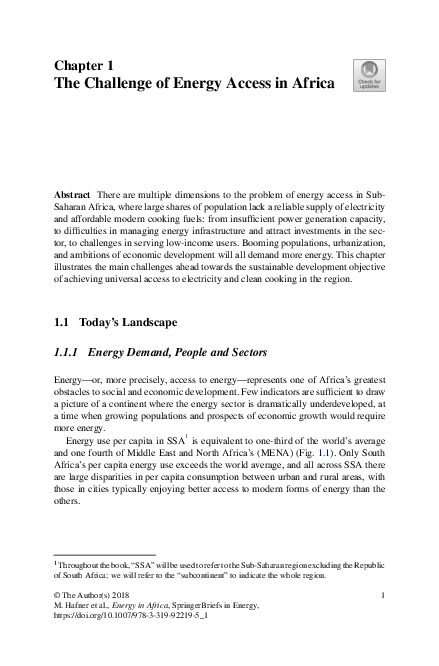 (PDF) The Challenge of Energy Access in Africa