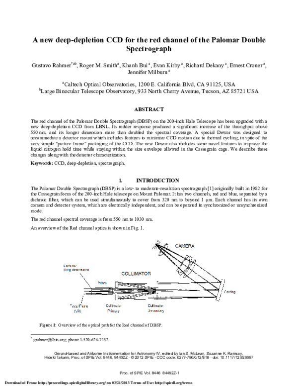 (PDF) Upgrading the DBSP Red Channel with a Deep-Depletion CCD