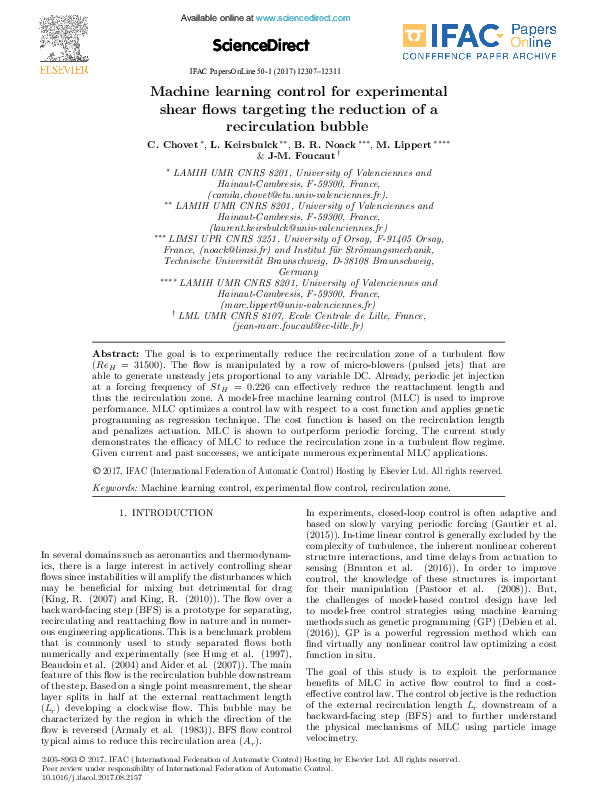 (PDF) Machine learning control for experimental shear flows targeting ...