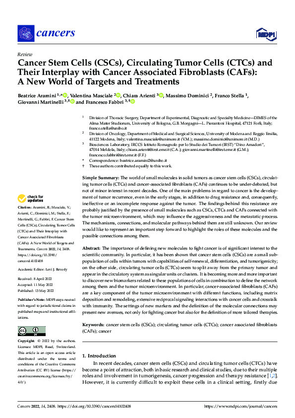 (PDF) Cancer Stem Cells (CSCs), Circulating Tumor Cells (CTCs) and Their Interplay with Cancer ...