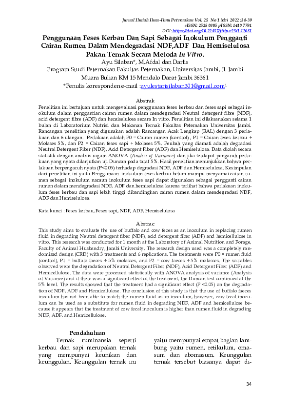 (PDF) Penggunaan Feses Kerbau Dan Sapi Sebagai Inokulum Pengganti ...