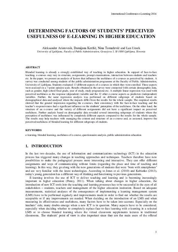 (PDF) Determining Factors of Students' Perceived Usefulness of E ...