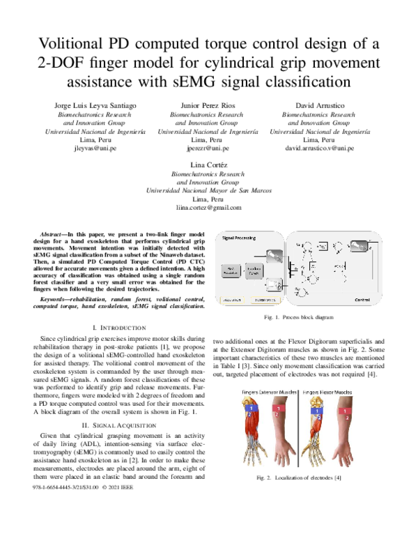 (PDF) Volitional PD computed torque control design of a 2-DOF finger model for cylindrical grip ...