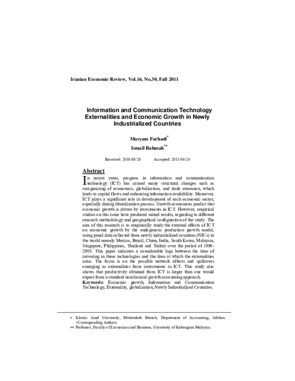 (PDF) Information And Communication Technology Externalities And ...