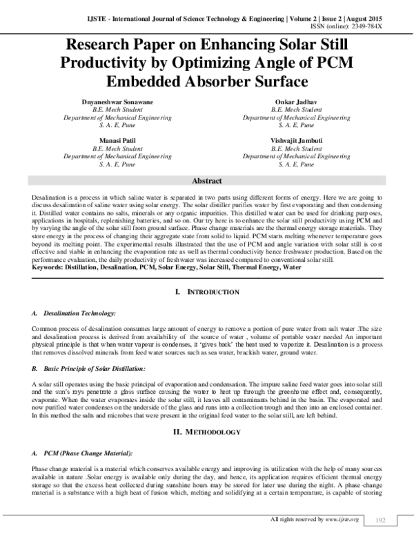 (PDF) Research Paper on Enhancing Solar Still Productivity by ...