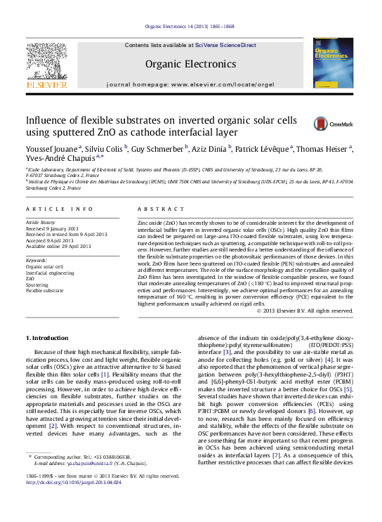 (PDF) Influence of flexible substrates on inverted organic solar cells ...