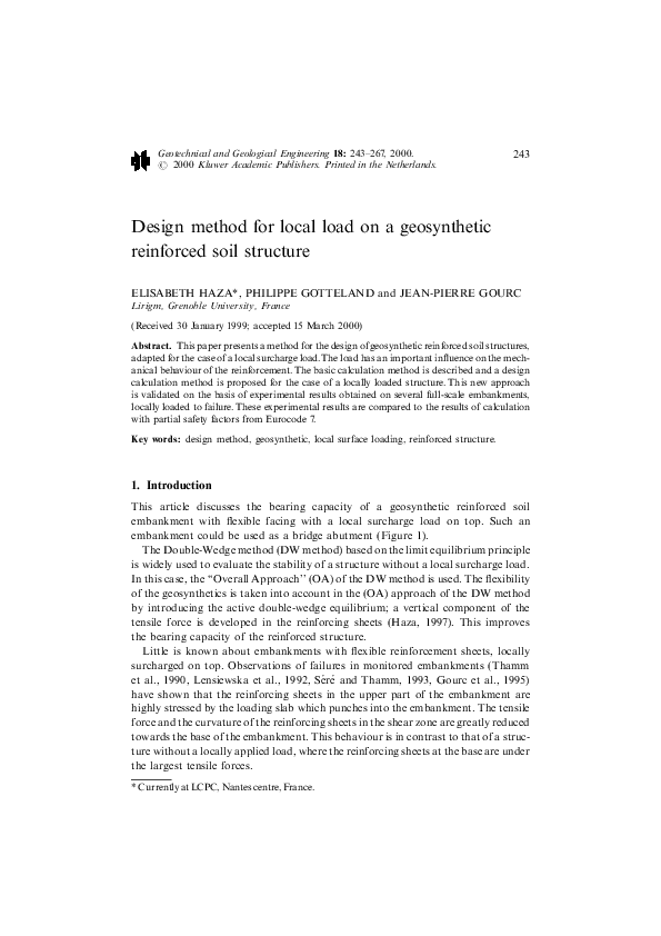 (PDF) Design method for local load on a geosynthetic reinforced soil structure