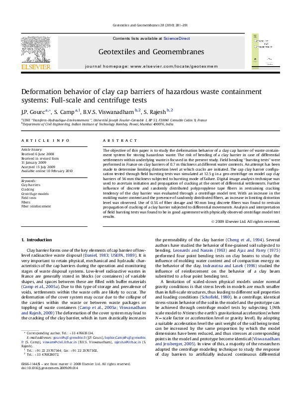 (PDF) Deformation behavior of clay cap barriers of hazardous waste ...