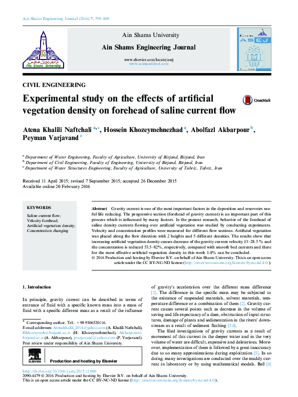 (PDF) Experimental study on the effects of artificial vegetation ...