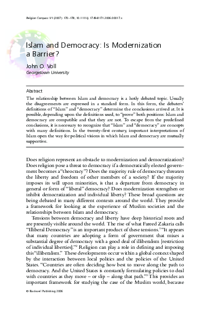 (PDF) Islam and Democracy: Is Modernization a Barrier?