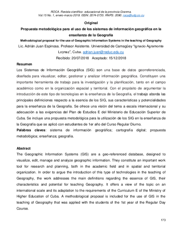(PDF) Propuesta metodológica para el uso de los sistemas de información geográfica en la ...