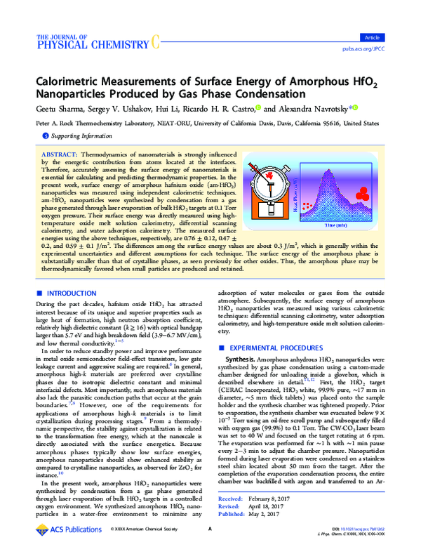 (PDF) Calorimetric Measurements of Surface Energy of Amorphous HfO2 ...