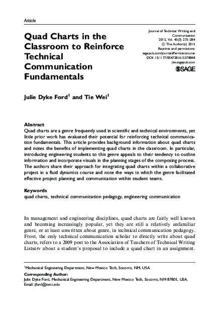 (PDF) Quad Charts in the Classroom to Reinforce Technical Communication ...