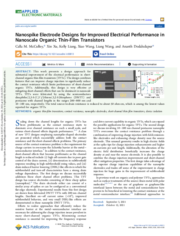 (PDF) Nanospike Electrode Designs for Improved Electrical Performance ...