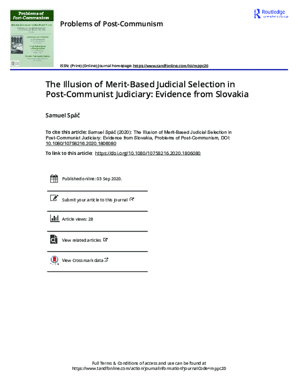 (PDF) The Illusion of Merit-Based Judicial Selection in Post-Communist ...