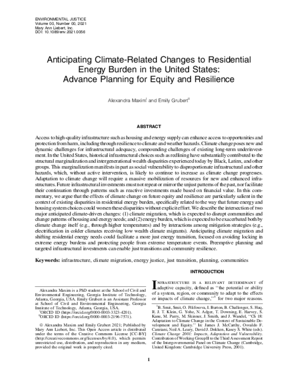 (PDF) Anticipating Climate-Related Changes to Residential Energy Burden ...