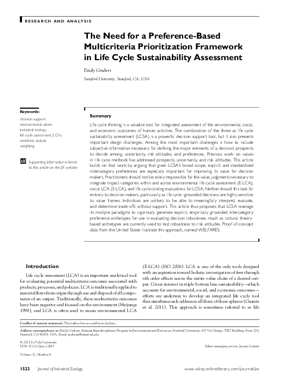 Pdf The Need For A Preference‐based Multicriteria Prioritization
