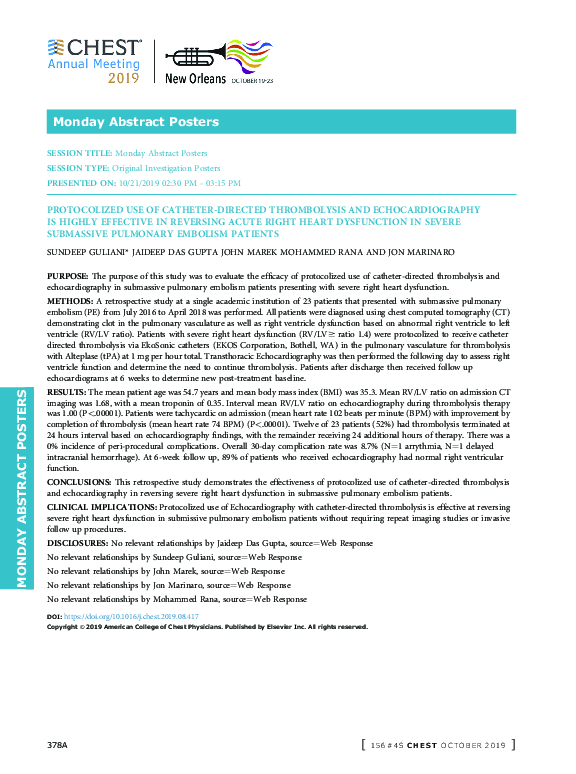 (PDF) Protocolized Use of Catheter-Directed Thrombolysis and ...