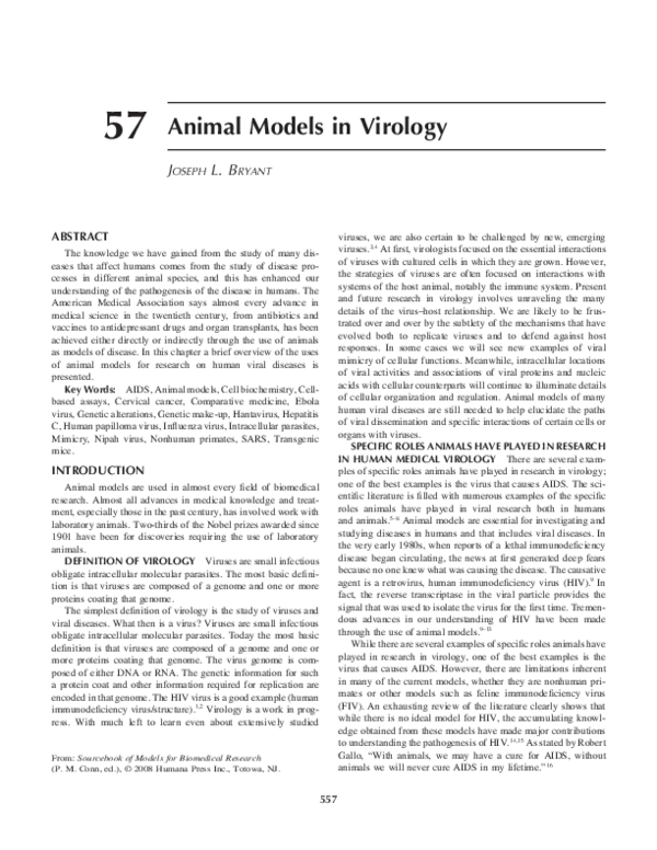 (PDF) Animal Models in Virology