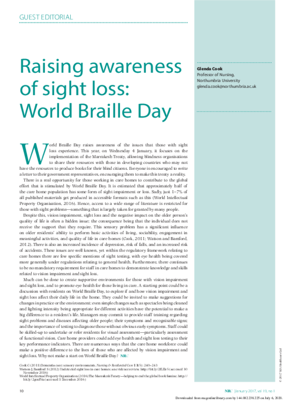 (PDF) Raising awareness of sight loss: World Braille Day