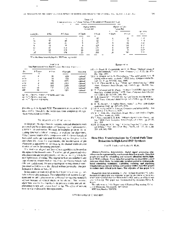 Pdf Data Flow Transformations For Critical Path Time Reduction In High Level Dsp Synthesis 6375